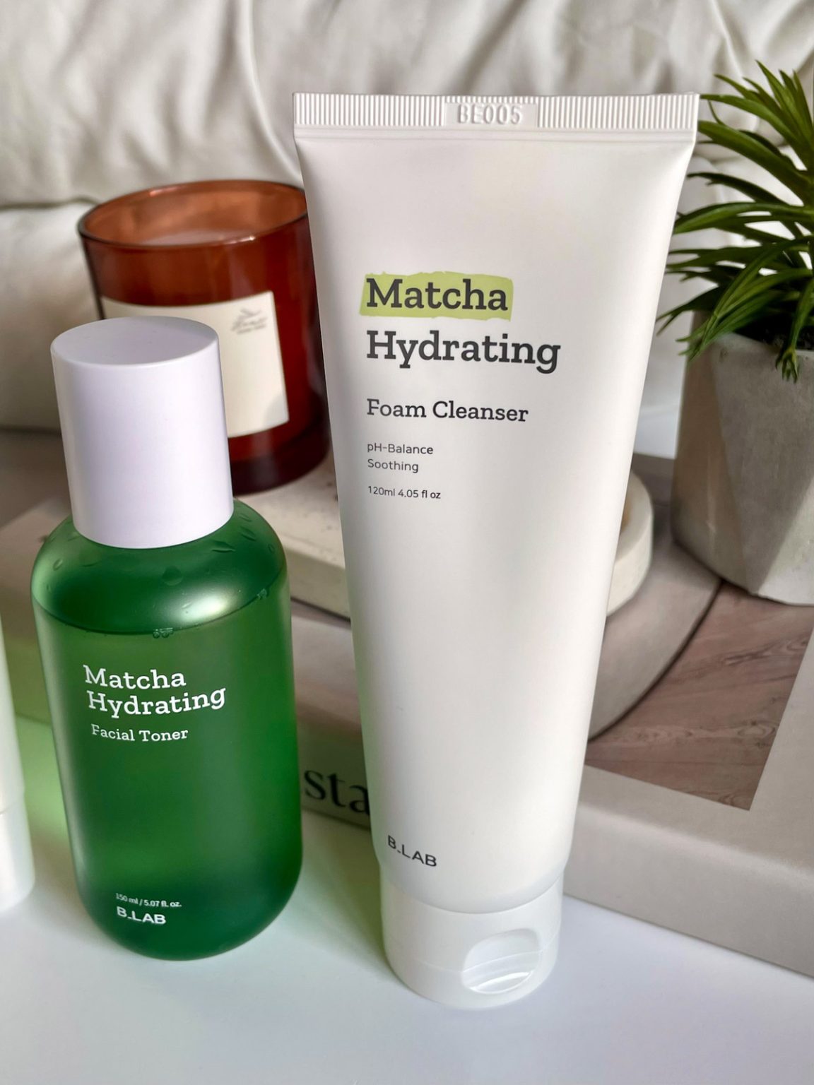 B.LAB Matcha Hydrating Line Review - Cleanser, Toner, & Sunscreen.